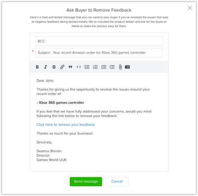 Free Amazon Feedback Removal Email Template - Feedback express